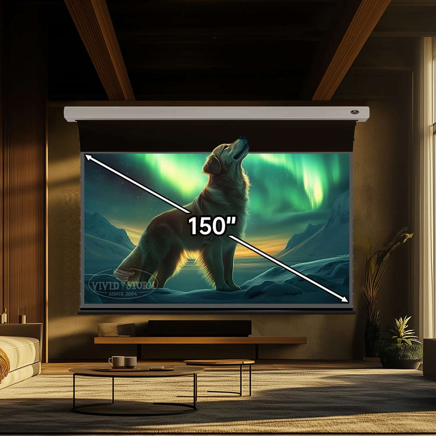 VIVIDSTORM 150" Lite Hyper Slimline Motorised Drop Down Lenticular ALR ...